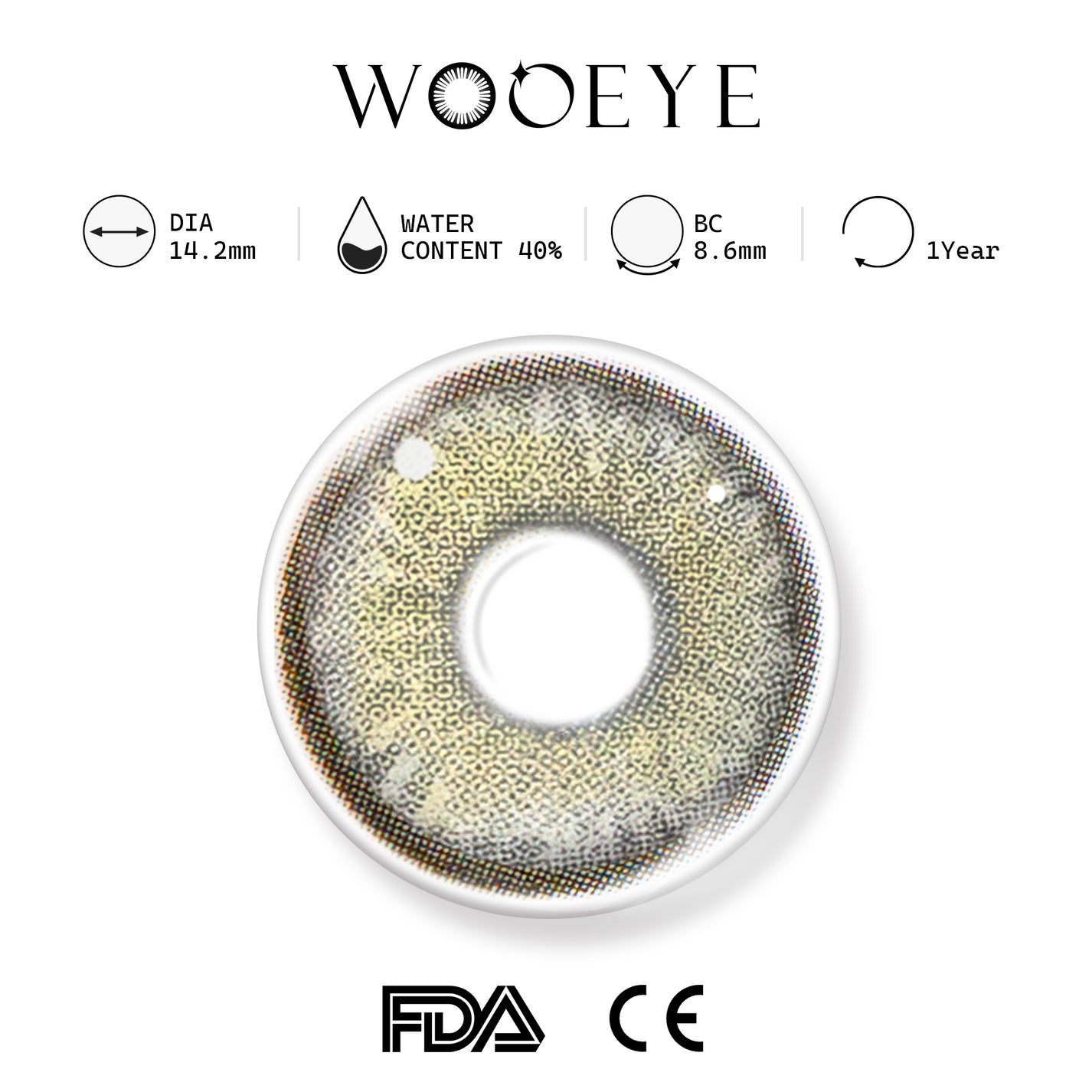 Wooeye Diamond Brown II Contact Lenses | 1 Year