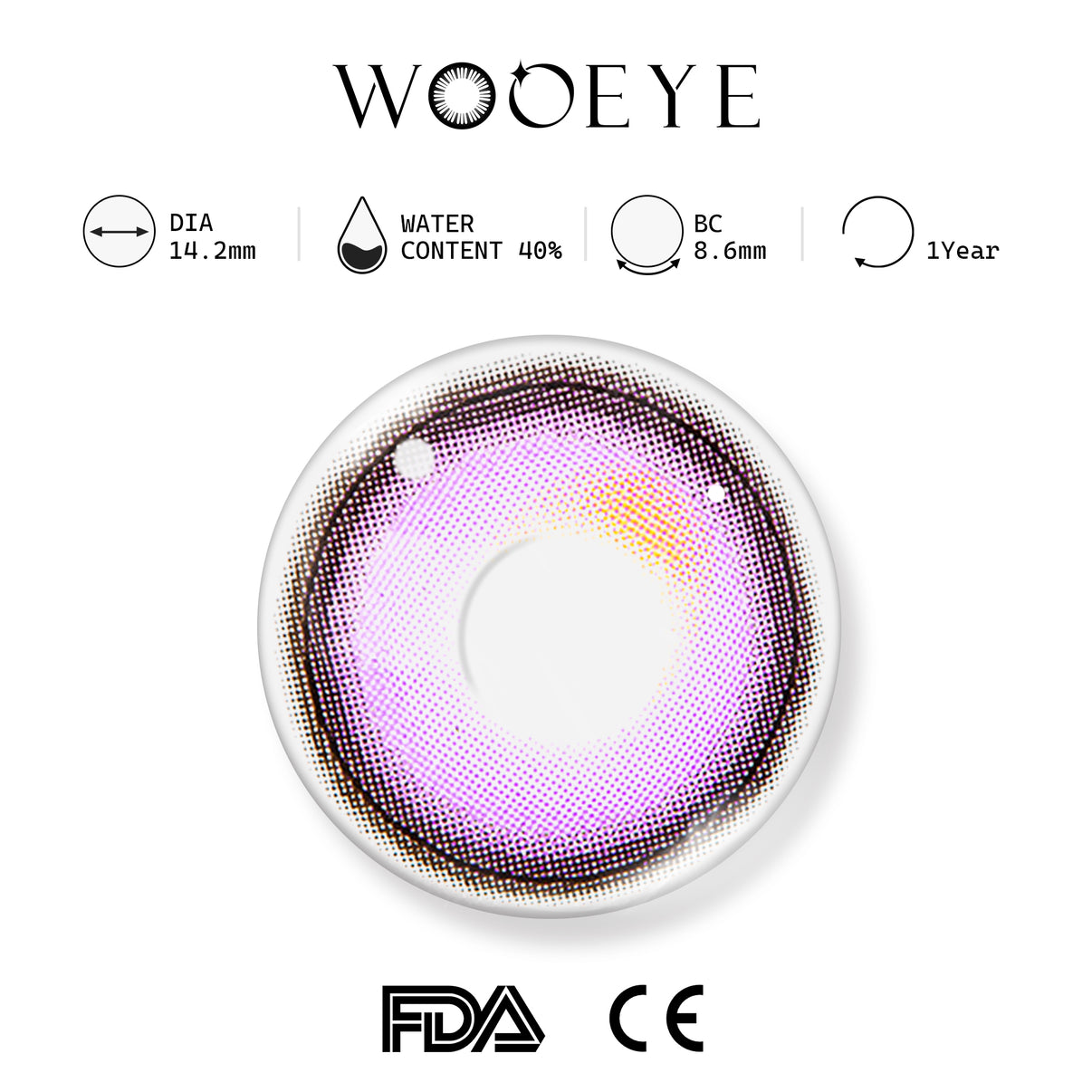 Wooeye Lilac-Purple Contact Lenses | 1 Year